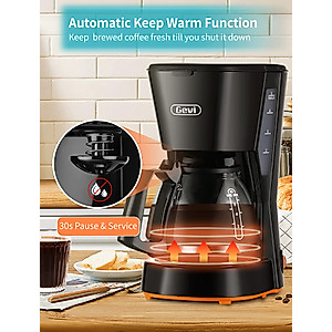 Gevi 5 Cups Small Coffee Maker, Compact Coffee Machine with Reusable Filter, Warming Plate and Coffee Pot for Home and Office