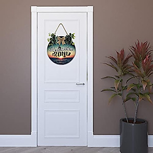 JINGBOW Hot Tub Wood Sign,Relaxation Zone,Rustic Round Sign For Front Door,Farmhouse,Garden,Yard,Porch,Home Indoor Outdoor Signs,Man Cave,Bathroom,Restroom Wall Decor