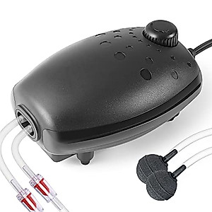 HITOP 3W 80GPH Adjustable Aquarium Air Pump, Upgrade Quiet Oxygen Pump, Powerful Air Aerator for Fish Tank up to 120 Gallon
