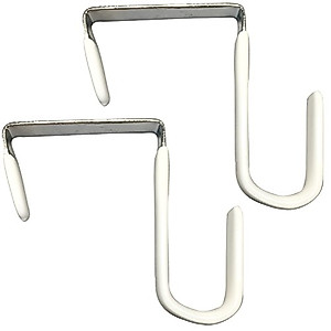 Evelots Over The Door Hooks for Wide Doors, 4 Pack Heavy Duty White Rubber Coated Metal Door Hanger Hook for Hanging Clothes, Towels, Coats, Hats in Bathroom, Bedroom, or Office