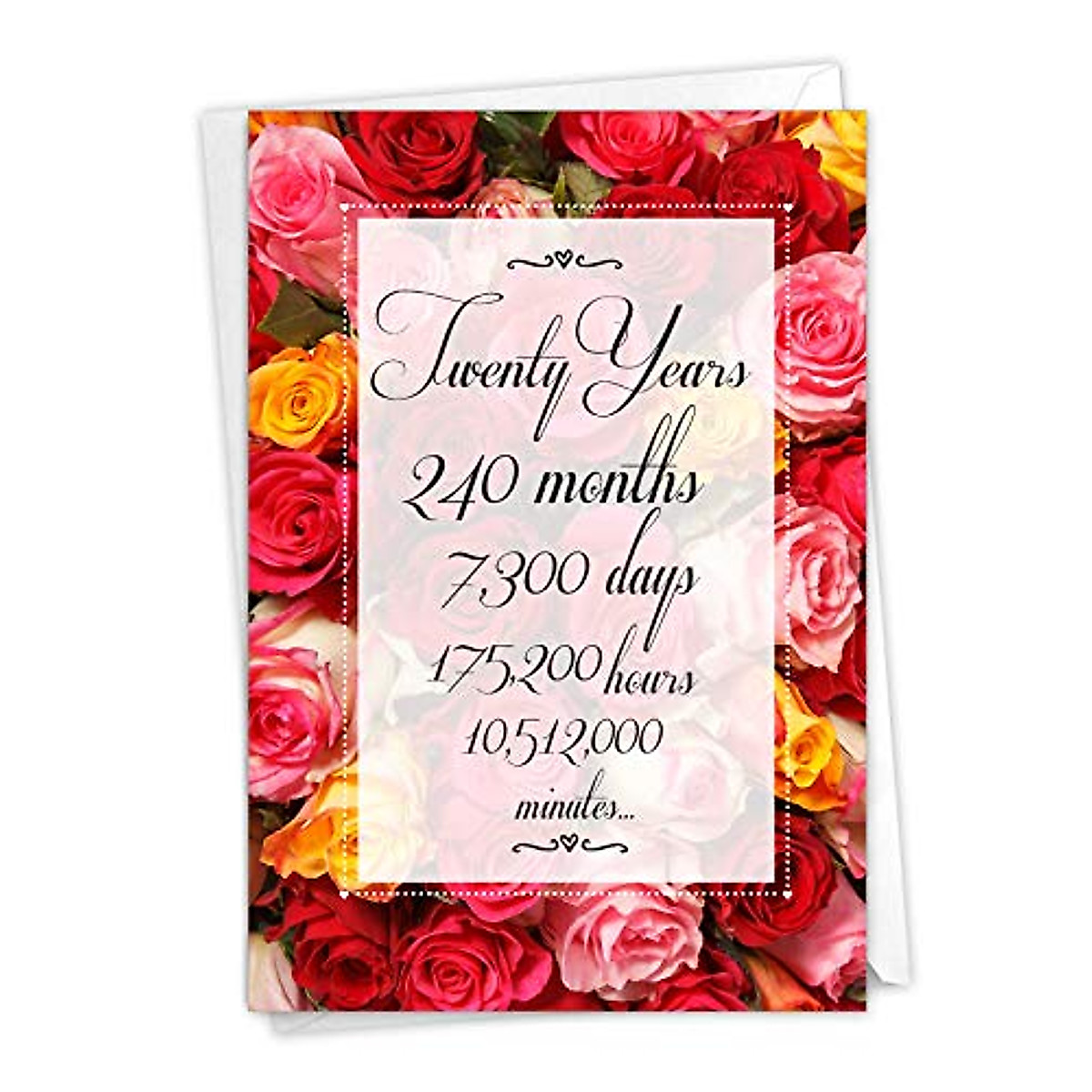 NobleWorks - 20th Anniversary Card with Envelope - 20 Years of Love, Marriage Milestone Card for Wife, Husband, Couples - Year Time Count 20 C9088MAG