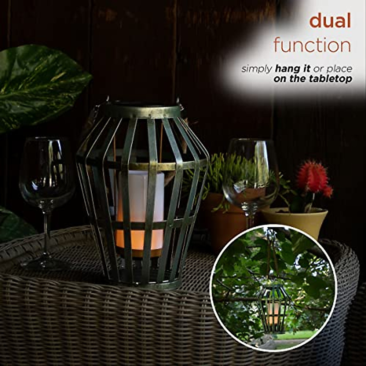 Alpine Corporation QLP1354SLR-HH-TM Alpine Metal Solar Lantern, Weathered Grey