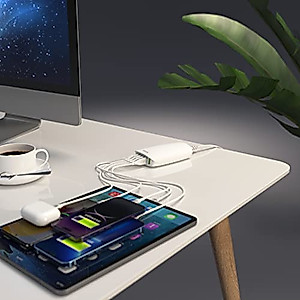 USB Charging Station, MANTO 65W PD3.0 & QC3.0 USB C Charger, 6-Port Desktop Charger with 1 USB C and 5 USB A Ports Compatible with MacBook Pro/Air, Laptops, iPad, iPhone, Galaxy and More