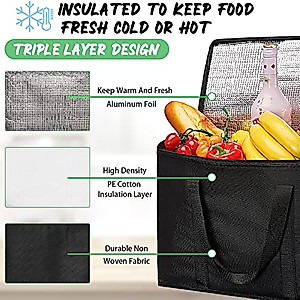 10 Pack Insulated Grocery Bags Food Delivery Bag Cooler Bag Reusable Insulated Shopping Bag with Sturdy Zipper and Handles Large Foldable Insulated Bag for Hot or Cold Food Delivery,Groceries,Travel