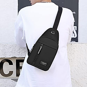 Men's Strap Bag Crossbody Backpack with Headphone Hole Waterproof Chest Bag Hiking Backpack