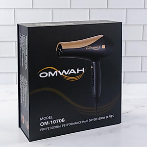 OMWAH Professional Blow Dryer - Powerful 1600W-1875W Salon-Quality Hair Dryer with Customizable Settings, Cool Shot Button, and Versatile Attachments for Stunning, Frizz-Free Hair Styling