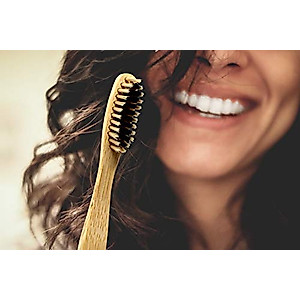 Bamboozled | Bamboo Toothbrush | Charcoal Infused BPA Free Medium Bristles | Organic & Sustainable | Biodegradable & Eco-Friendly | Set of 8 | The Natural Way to Whitening Your Teeth