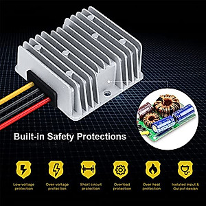 20V to 12V Step Down Power Inverter Aadpter Compatible with DeWalt 20V Batteries, DC 20 Volt to DC 12 Volt 15A 180W DeWalt Power Wheel 12V Converter, Buck Boost Voltage Regulator 12V (No Battery)