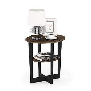 Furinno JAYA Oval End Side Night Stand/Bedside Table, 1-Pack, Columbia Walnut/Black