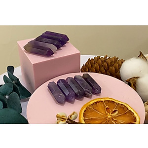 10 PCS Amethyst Crystals Set Wands Polished Healing Crystal Stones Bulk Natural Hexagonal Pointed Reiki Energy Balancing Meditation Therapy Wand Gift