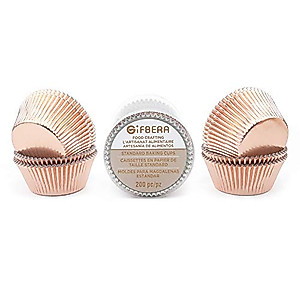 Gifbera Rose Gold Foil Cupcake Liners Standard Baking Cups Muffin Wrappers for Wedding Birthday, 200-Count