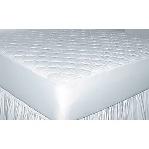 Newpoint Home Deluxe 250-Thread-Count Cotton Damask Stripe California King Mattress Pad White