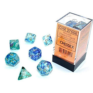 Chessex Nebula Dice Block 16mm d6 Oceanic with Gold Luminary (12 dice)