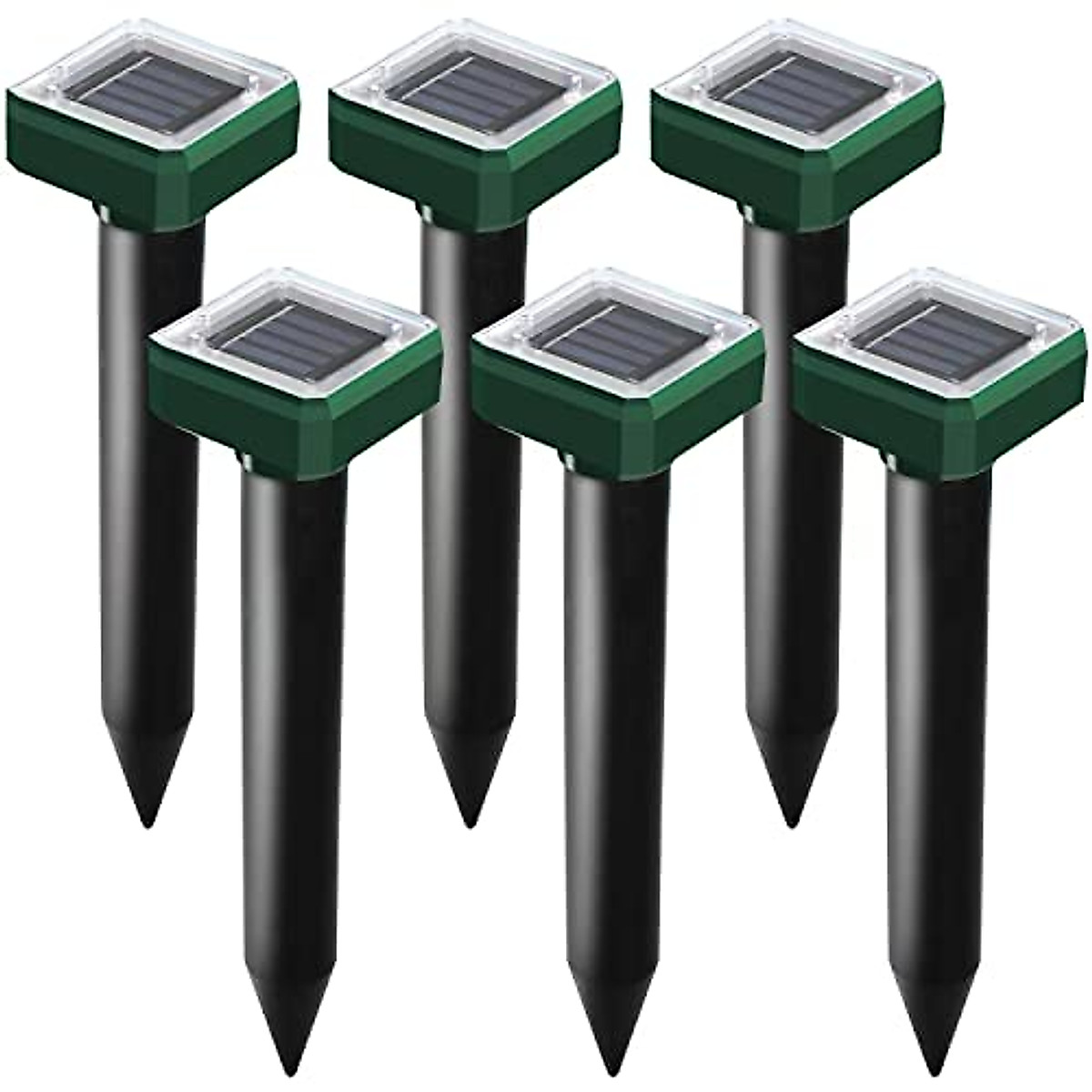 Mole Repellent Solar Powered, 6 Pack Solar Mole Repellent Ultrasonic for Vole, Snakes, Gopher, Waterproof Sonic Mole Deterrent Spikes,Snake Gopher Vole Repellent for Garden and Yard