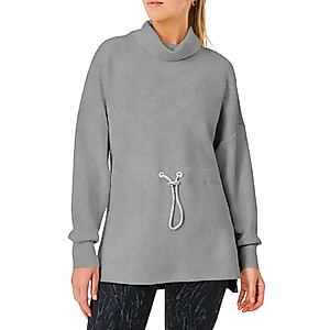 Dokotoo Womens Sweatshirts Casual Long Sleeve Pullover Turtleneck Drawstring Cute Tops Solid Color Relaxed Fit Sexy Side Split Gray Shirts Large