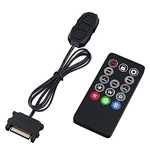 DS Mini ARGB PC Fans Controller Kit with One-to-One Matching Function for Case Fans, PC Rainbow LED Strip, Computer ARGB Fans (3Pin, 14 Key, SATA Power, 5th Gen)