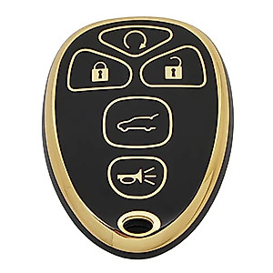 TPU Protective Key Fob Cover Case Compatible with GMC Acadia Yukon Cadillac Escalade SRX Chevy Suburban Tahoe Traverse Buick Enclave Pontiac Torrent Key Fob (Black)