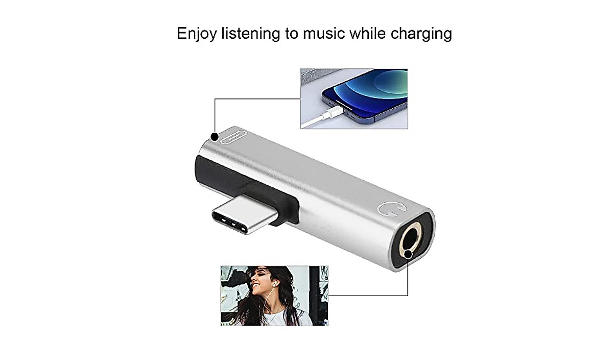 USB c to 3.5mm Audio Adapter Jack Headphone Adapter Dongle Dual Adaptor 2 in 1 to Aux Adapter ...