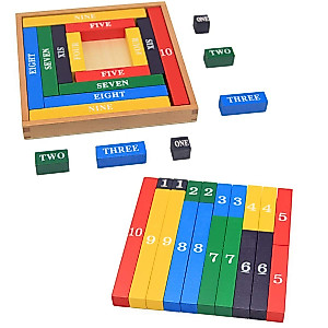 Mfumyy Montessori Math Materials for Preschool,Wood Small Numerical Rods,Educational Counting Toy,Math Blocks,Addition , Subtraction Games Educational Learning Material for Toddler,Multicolor,Medium