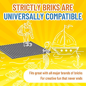 Strictly Briks Compatible with Lego Classic Big Briks Stackable Baseplates, Large Pegs for Ages 3 and Up, 100% Compatible with All Major Brands, Grey, 1 Piece, 13.75" x 16.25" Inches