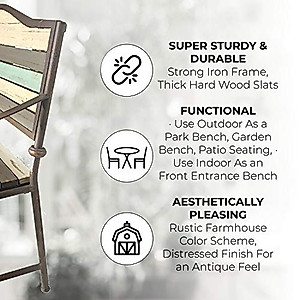 BACKYARD EXPRESSIONS PATIO · HOME · GARDEN 905148 Park Bench, Cream, Brown, Teal