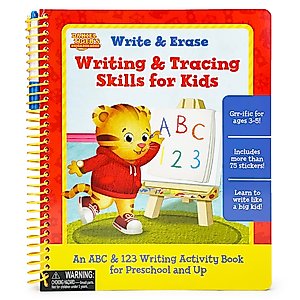 ​Daniel Tiger's Neighborhood Wipe Clean Writing & Tracing Workbook Skills for Preschool Kids Ages 3 - 5: Practice Pen Control, ABC's, Numbers, Handwriting, Wipe Off Pen Included