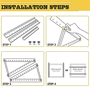 Powrocket Adjustable Solar Panel Tilt Mount Brackets,22 inch Solar Panel Racks with Foldable Tilt Legs on Flat Surface for Off-Grid Systems RV, Roof, Boat