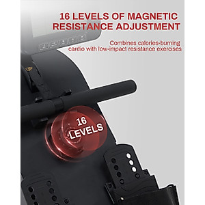 BORGUSI Magnetic Rowing Machines for Home Use, 16 Levels of Resistance, 350lb Weight Capacity, LCD Monitor & Tablet Holder, Foldable Rower Row Machine with Comfortable Seat Cushion & Dual Slide Rail