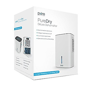 Pure Enrichment PureDry Deluxe Dehumidifier - Mid-Sized 1.5L Water Tank Eliminates 500ml/day in Excess Moisture from Closets, Bathrooms, Basements, Boats, Kitchens and Other Small to Mid-Sized Areas