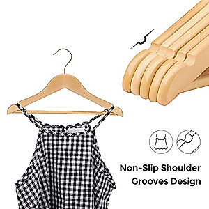 SONGMICS Kid’s Coat Hangers and Pants Hangers Bundle, 20-Pack Solid Wood Hangers with Shoulder Notches, 12-Pack Pants Hangers with Adjustable Clips, Natural UCRW006N03 and UCRW008-12