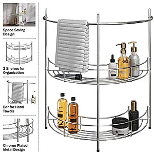 Lavish Home Pedestal Sink Organizer – Compact Under The Sink Rack with 2 Storage Shelves and Towel Holder – Space Saving Bathroom Accessories