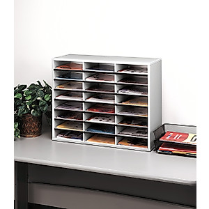 Fellowes 25041 Literature Organizer - 24 Compartment, Letter, Dove Gray