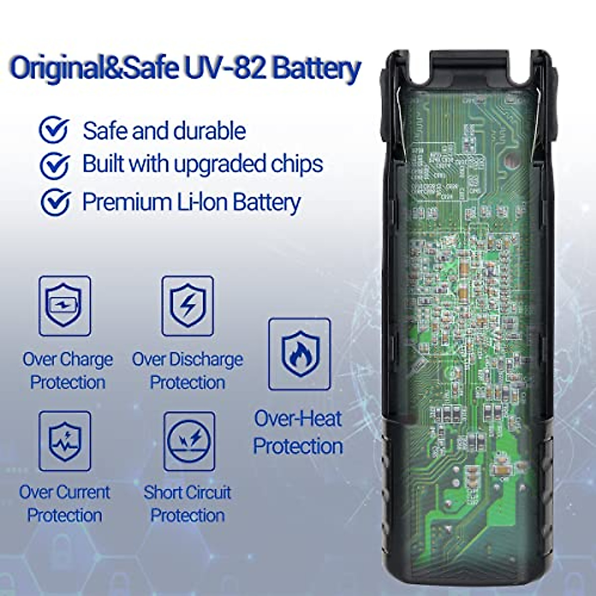 BAOFENG UV-82 Battery BL-8 3800mAh Li-ion High Capacity Extended Battery with Car Charger Cable UV-82HP UV-82C MIRKIT UV-82 MK3/5 etc Two Way Radio