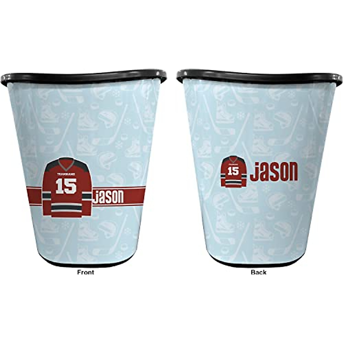 RNK Shops Hockey Waste Basket - Double Sided (Black) (Personalized)