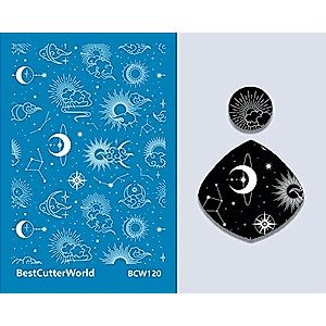 EZILLION 6PCS Silk Screen Stencil for Polymer Clay - Universal,Star,Sun,Moon Style Polymer Clay Silkscreen,Clay Earring Silkscreen Tools,Polymer Clay Kits