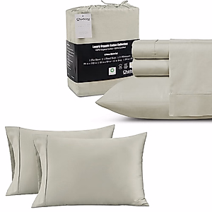 100% Organic Cotton Twin Sheet Set & Standard Pillowcases Set of 2 Combo- 300 Thread Count Long Staple Cotton Sheets,3 Pc Twin Size Sheets & Standard Pillowcases, Sateen Sheets, Breathable - Sage