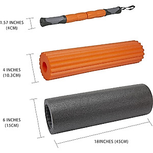 Revolve 3-in-1 Foam Roller Set with Massage and Mobility Stick, for Exercise, Deep Tissue Muscle Massager for Physical Therapy, Pilates, Yoga, Stretching, Balance & Core