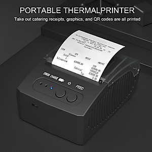 Portable Printer Receipt, 58mm Paper Width 2000mAh Rechargeable Thermal Label Printer,with Thermal Printer Paper,for Office and Small Business