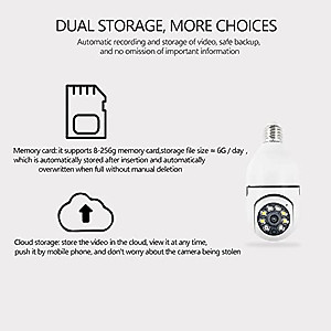 ATSITK Light Bulb Security Camera, Light Bulb Camera WiFi Outdoor, FHD 1080P 360° Panoramic PTZ 2.4G Wireless Smart IP Cameras for Home/Baby/Pet, Color Night Vision, Two Way Audio, Motion Tracking