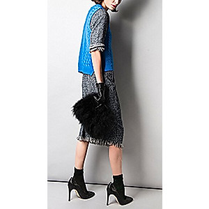 Zarapack Womens' Genuine Fluffy Feather Fur Clutch Shoulder Bag (Black)