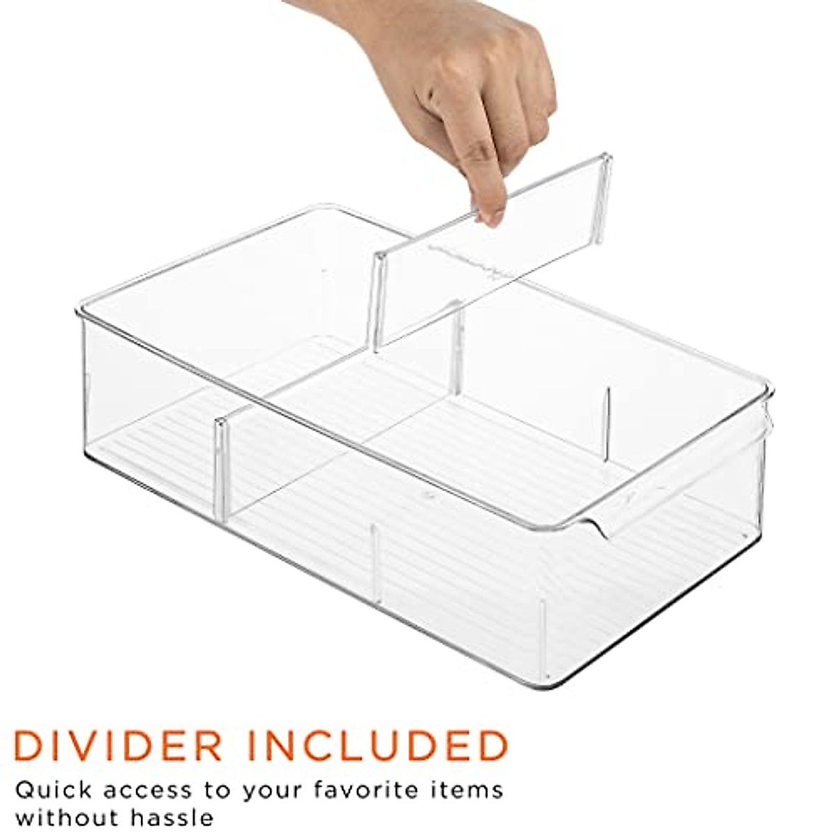 Sorbus 3 Pack Snack Organizer Bins w/Lids & 4 Removable Dividers, Clear Plastic Food Packet Organizer, Multi-Use Stackable Pantry Organization, Kitchen Storage, Fridge Bins, Sturdy Cabinet Organizers