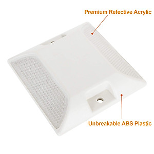 20Pack White Reflective Road Driveway Marker 3-3/4”x 3-3/4”Street Pavement & Asphalt Stud Markers, Great Reflecting for Speed Bumps, Sidewalks, Pedestrian Crossings, Freeways, Driveways