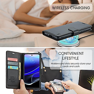 FLIPALM for Moto G Stylus 5G 2022 Wallet Case with RFID Blocking Credit Card Holder, PU Leather Folio Flip Kickstand Shockproof Cover Women Men for Motorola Moto G Stylus 5G 2022 Phone case(Black)