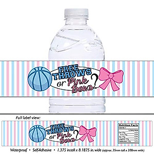 21 Free Throws or Pink Bows Waterproof Self-Adhesive Water Bottle Labels - Basketball
