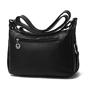 ROUROU Soft Faux Leather Shoulder Bag for Women Multi Pocket Handbag Waterproof Crossbody Bag Large Capacity Purse