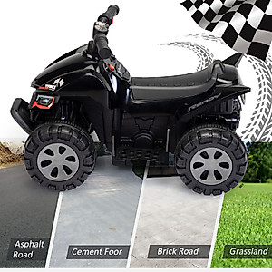 TOBBI Electric Ride On ATV for Kids, Toddlers 6V Battery Powered Ride On Toy with LED Lights Mist Spray Device, 4 Wheeled Electric Car with Radio & Music for Children Aged 1-3-Black