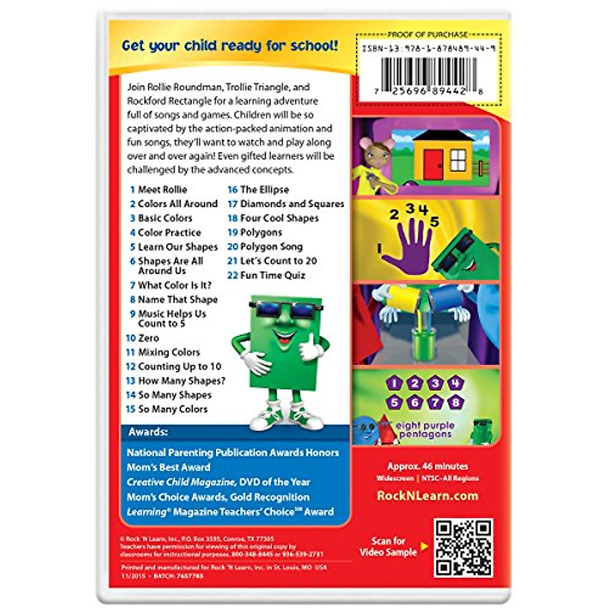 Colors, Shapes & Counting DVD by Rock 'N Learn