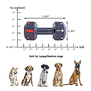 NEOROD Durable Dog Chew Toys for Aggressive Chewer. Indestructible Interactive Dental Toys for Training and Cleaning Teeth. Natural Rubber Bacon Flavored Dumbbell Dispensing Toy for Large Medium Dogs