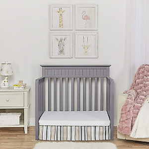 Dream On Me Harbor 4-in-1 Convertible Mini Crib in Storm Grey, Greenguard Gold Certified