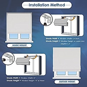 SUNFREE Cordless Roman Shades for Windows, Blackout Room Darkening Roman Blinds, Thermal Insulated Window Blinds Treatment, Washable Roman Blind for Living Room, Bedroom, Kitchen, 33" x 64", White
